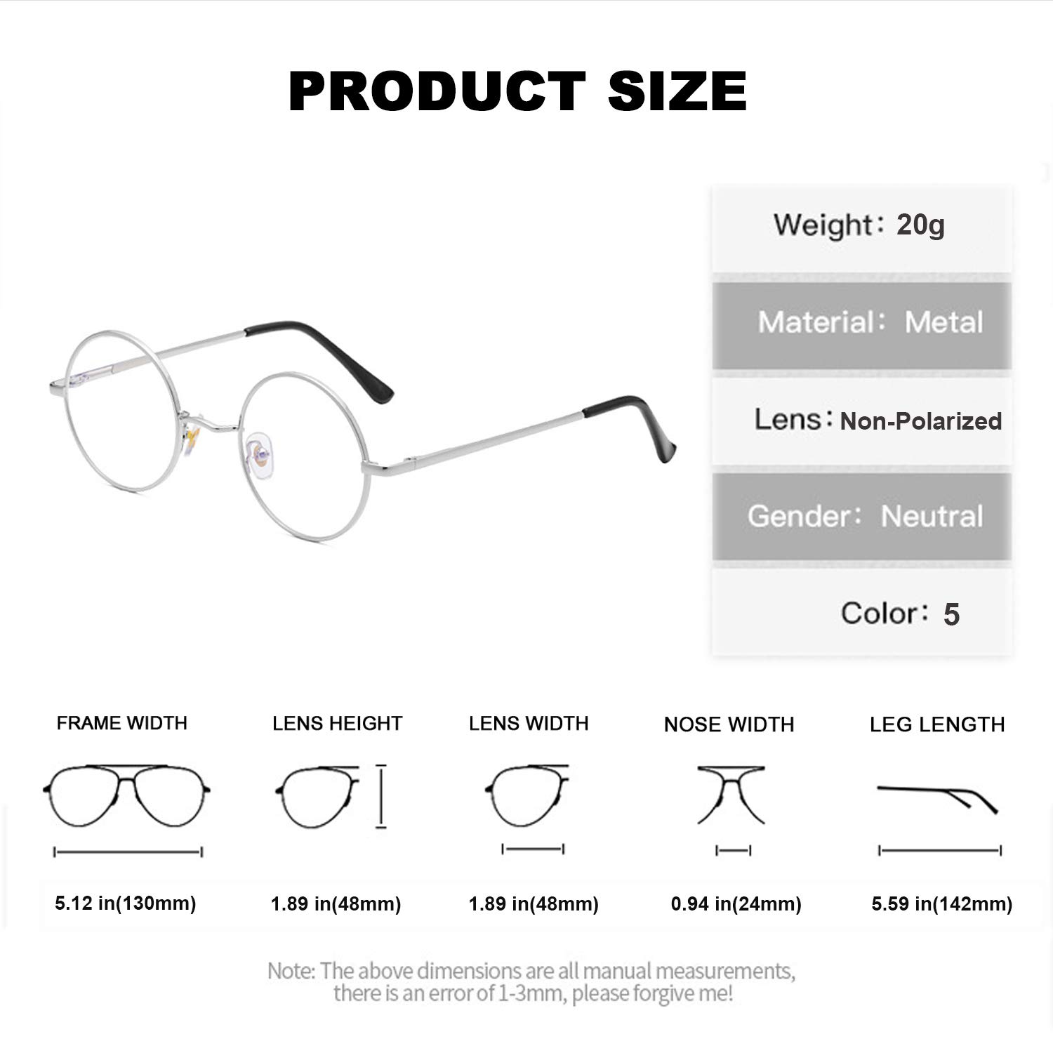 EYLRIM Round Blue Light Blocking Glasses for Women Men Circle Clear Lens Metal Frame Eyeglasses Non Prescription(A2 Silver)
