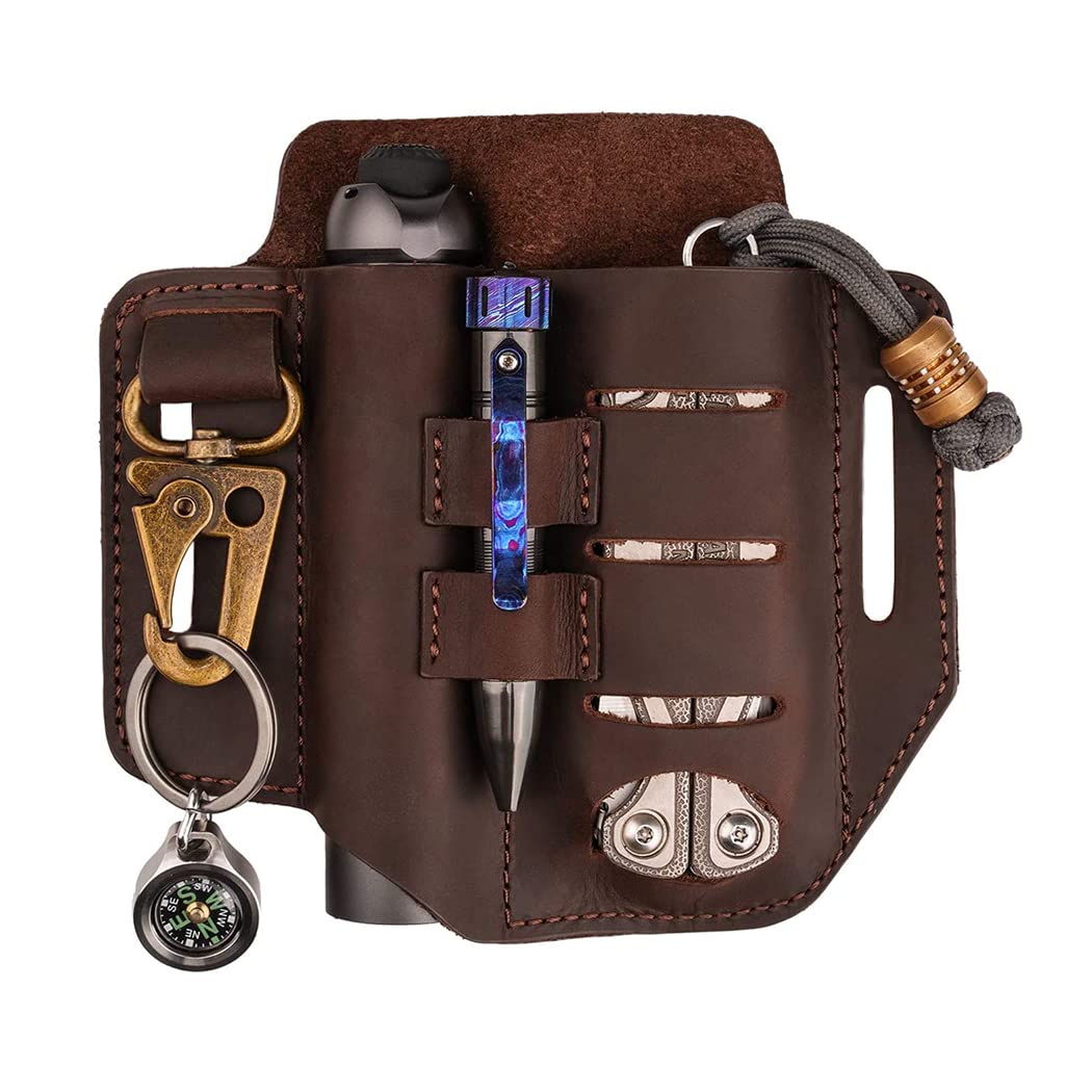VIPERADE PJ13 Leather Multitool Sheath for Belt, Leather EDC Belt Organizer for Multitools, Flashlight, Pen, Leather Sheath for Belt, Multitool and Flashlight Holster