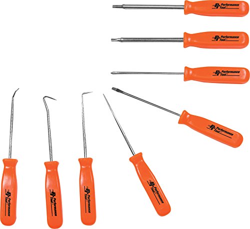 Performance Tool W941 8-Piece Specialty Pick/Driver Set, Precision Pick & Hook Set with Scraper