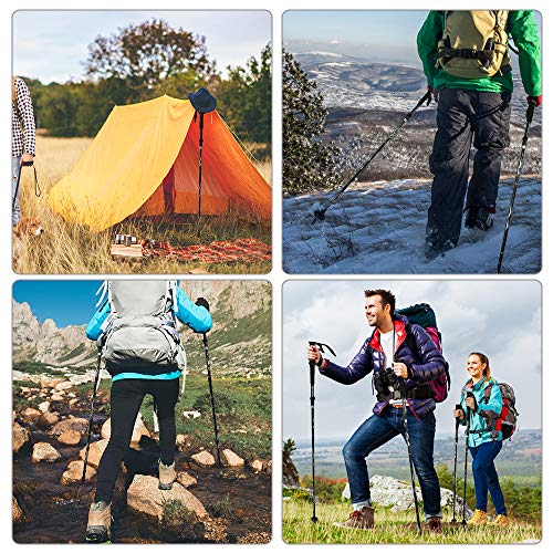 Forceatt Trekking Poles, Two Shock-Absorbing Collapsible Trekking Poles,Sturdy and Lightweight Aluminum Alloy 7075, EVA Grip, Adjustable Length, Quick Lock, Suitable for Camping Hiking Backpacks