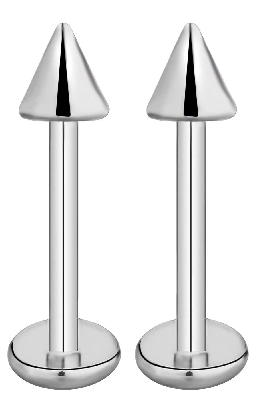 Forbidden Body Jewelry Surgical Steel Spike Top Cartilage & Labret Stud - 18g 10mm (2pcs)
