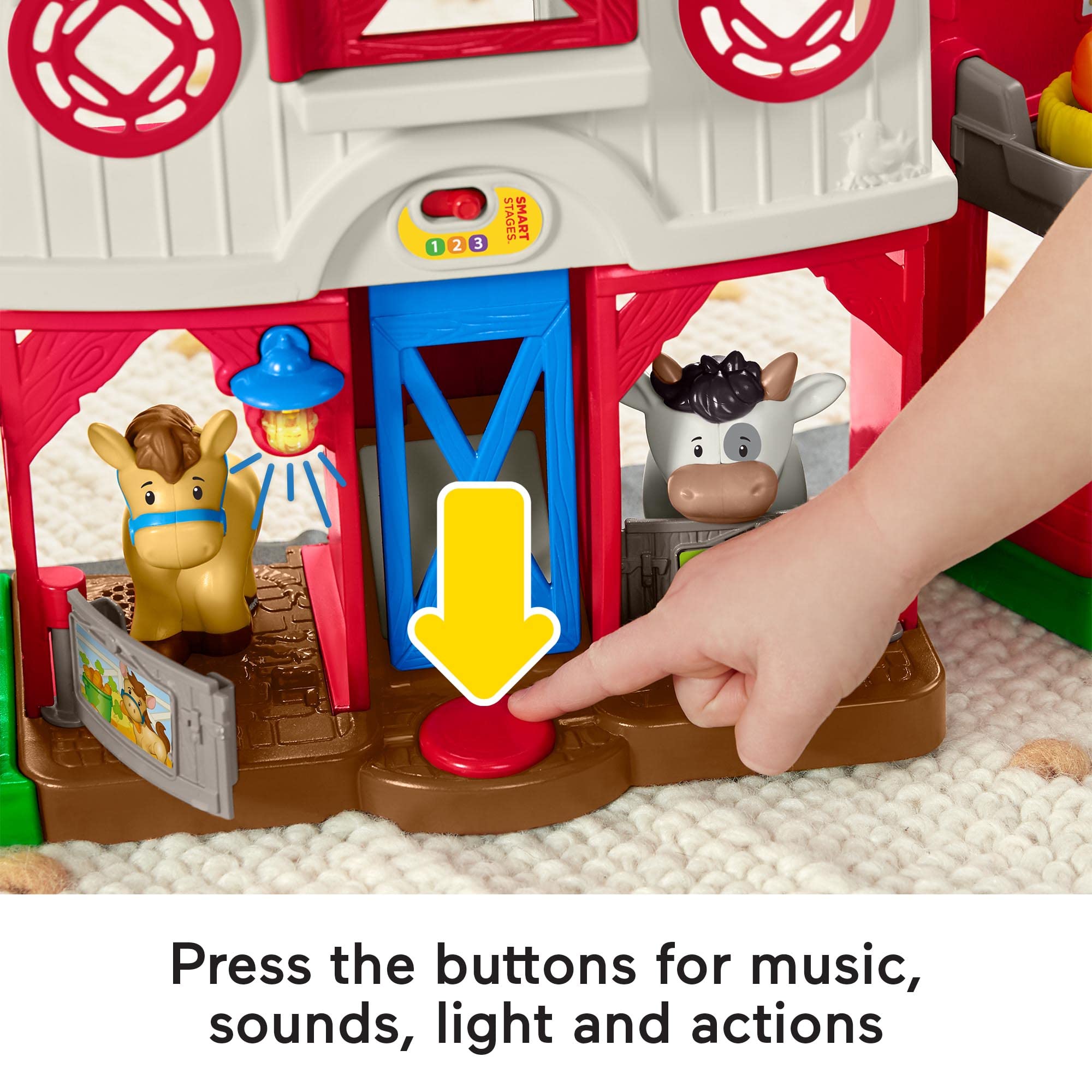 Fisher-Price Little People Caring for Animals Farm Bundle, Electronic Smart Stages playset and Animals Figure Set for Toddlers Ages 1 and u
