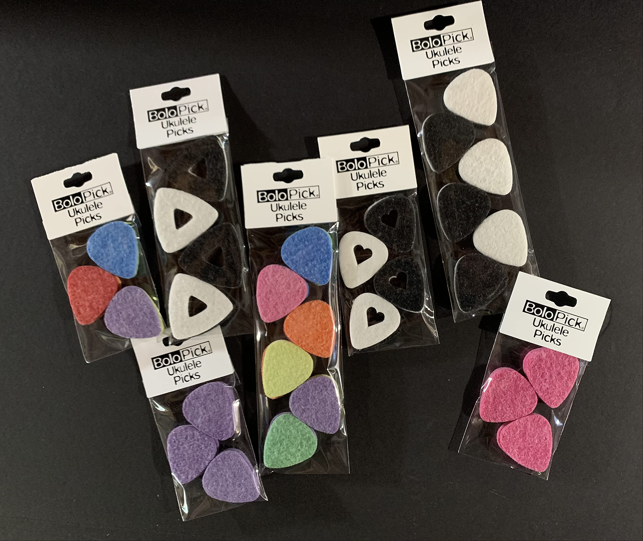 Felt Ukulele Picks, 12 Piece BoloPick Original Recipe Felt Uke Picks for Ukulele, Guitar,Bass, Autoharp, Banjo