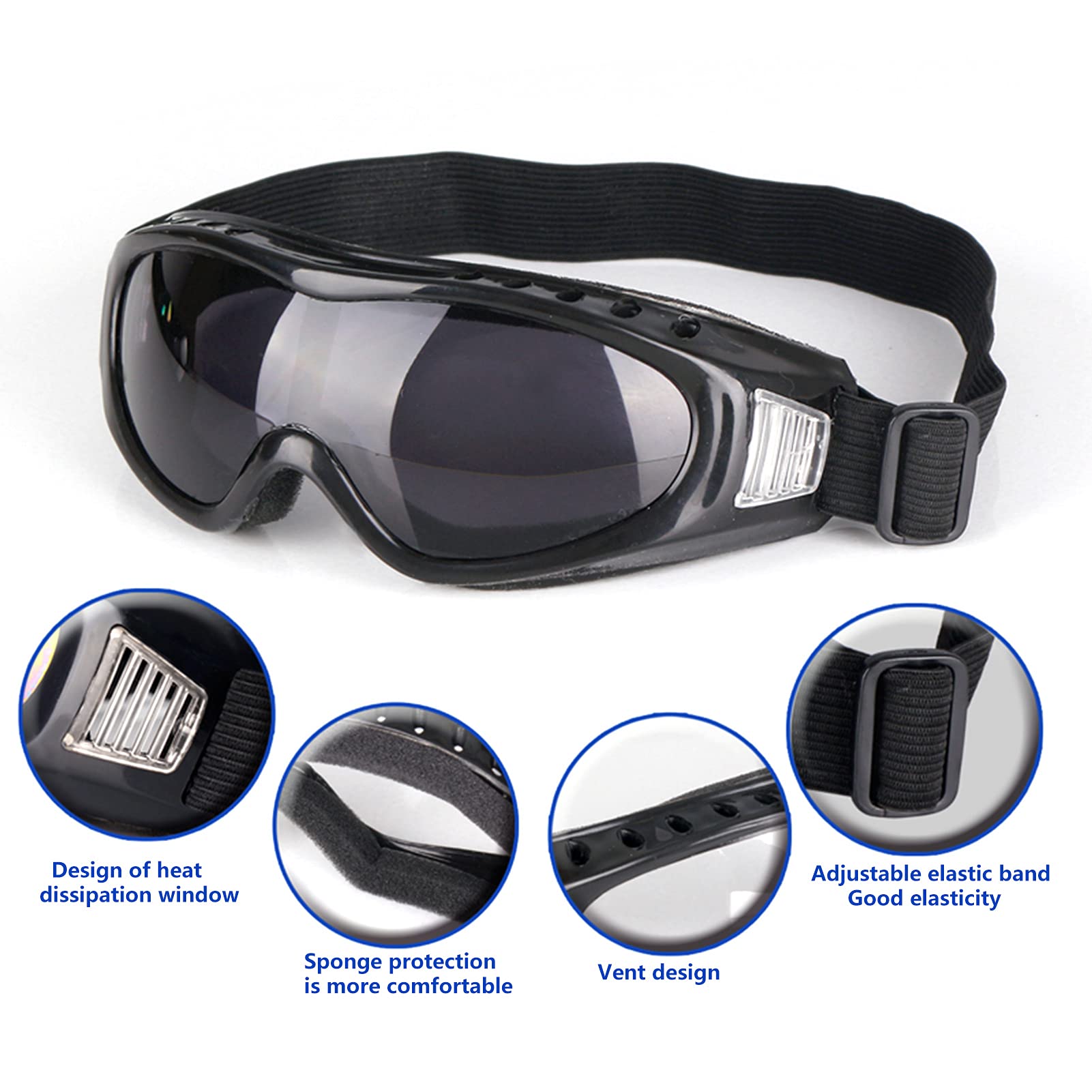 Floralby Ski Goggles Adjustable Strap Snow Ski Glasses Adjustable Strap Wear-Resistant Transparent