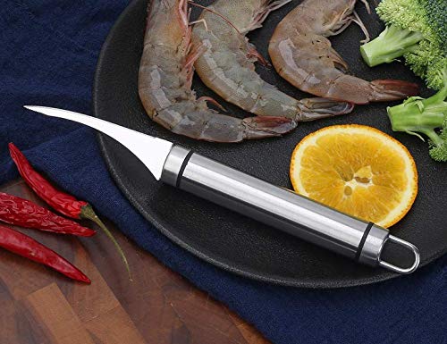 WOIWO 1 PCS Stainless Steel Shrimp Opener to Remove Shrimp Line Knife Cleaning Shrimp Line Profile Fish Belly Knife Shrimp Opener Shrimp Stripper Kitchen Tools