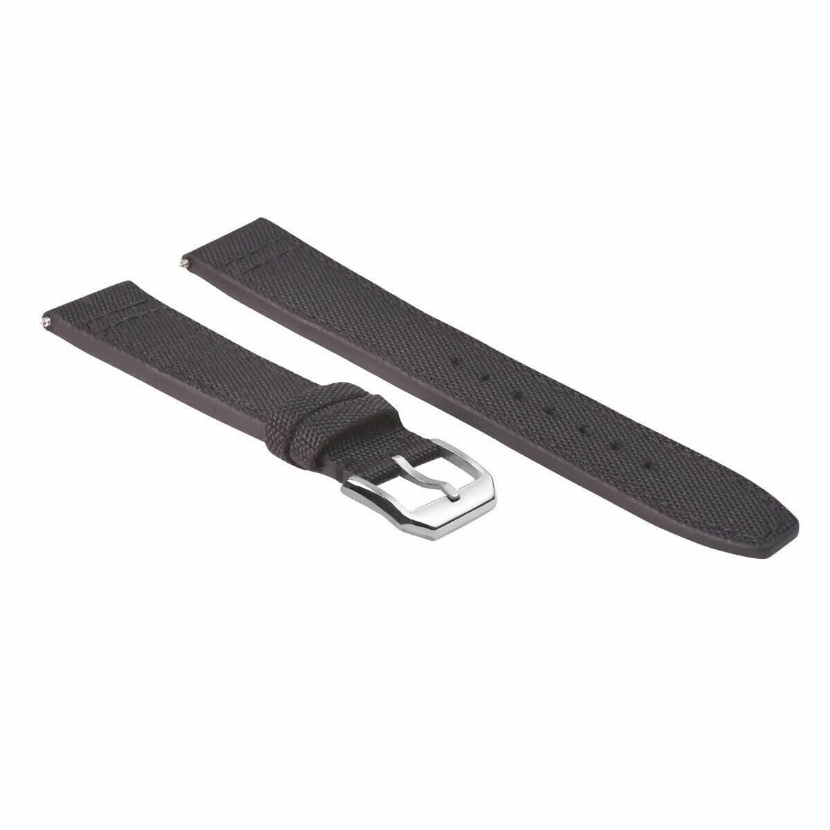 Ewatchparts 21/18MM CANVAS LEATHER WATCH BAND STRAP COMPATIBLE WITH IWC PILOT TOP GUN PORTUGUESE BLACK