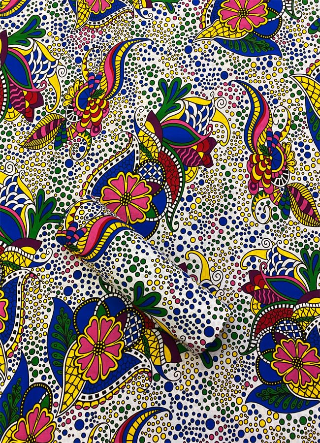 Floral Design -African Ankara Wax Print Fabrics -White, Pink,Blue, Green, Yellow, Red, Black- Sell by 6 Yards-100% Cotton- for Dresses