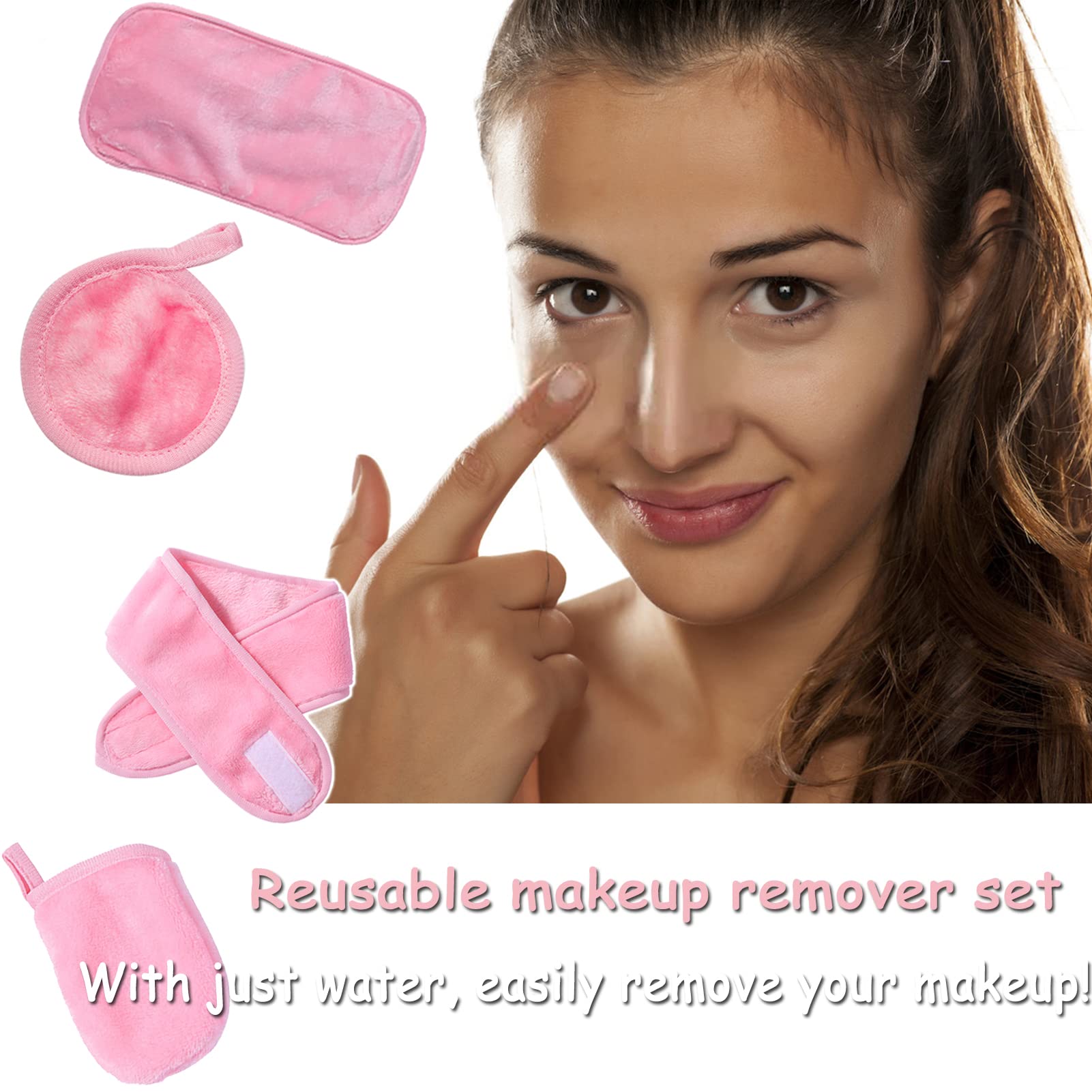 Makeup Remover Towels 4Pcs-Reusable Microfiber Makeup Remover Face Wash Cloths for Mascara, Eyeliner,Foundation, Lipstick, Etc.