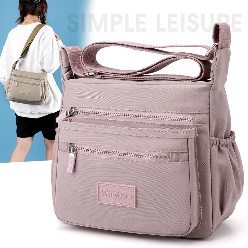 MISOFE Purses for Women Shoulder Handbags Waterproof Nylon Travel Bag (Pink)
