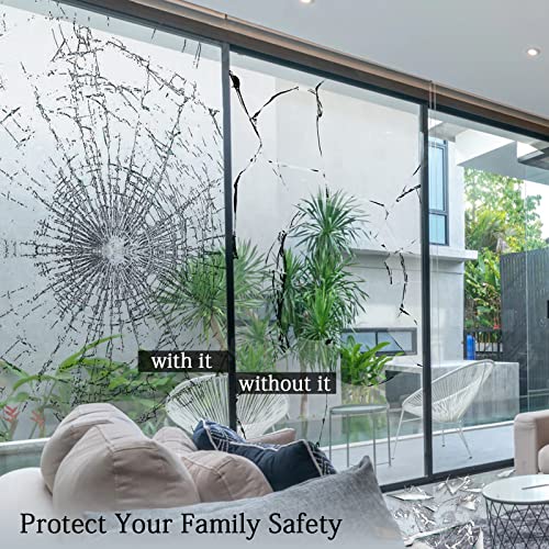 Window Security Film 23.6in X 19.7ft, Shackcom Tempered Glass Window Film Adhesive Anti-Shatter for Home, Office and Car (Clear)