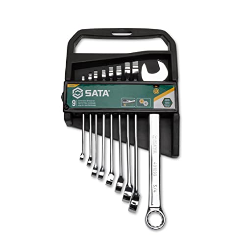 SATA 9 PieceĀ 12 Point Combination Wrench Set | SAE sizes 1/4" - 3/4" | Off Corner Loading | ST09019G