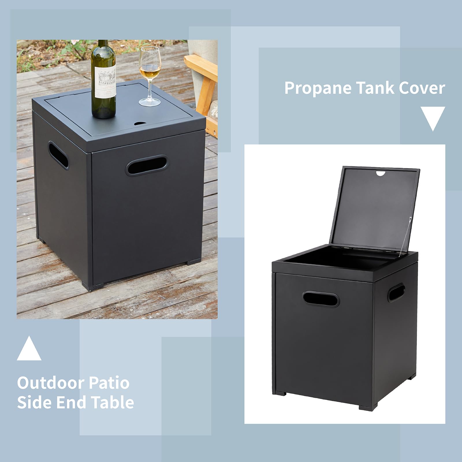 fissfire 76 inch Height-Adjustable Propane Fire Pit Table, 50,000 BTU Rectangle Steel Gas Fire Pit with Separate Propane Tank Cover, Lava Rock, Lid, Waterproof Cover for Patio and Garden, Brown