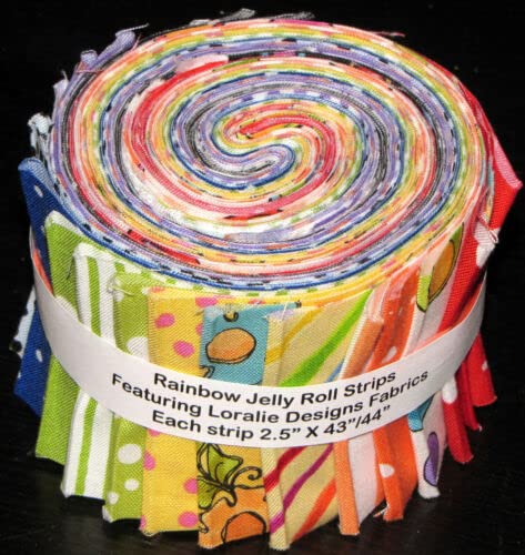 FlashPhoenix Quality Sewing Fabric – Rainbow Colors Jelly Roll with Cotton Fabric 20 Strips 2.5" x 44"