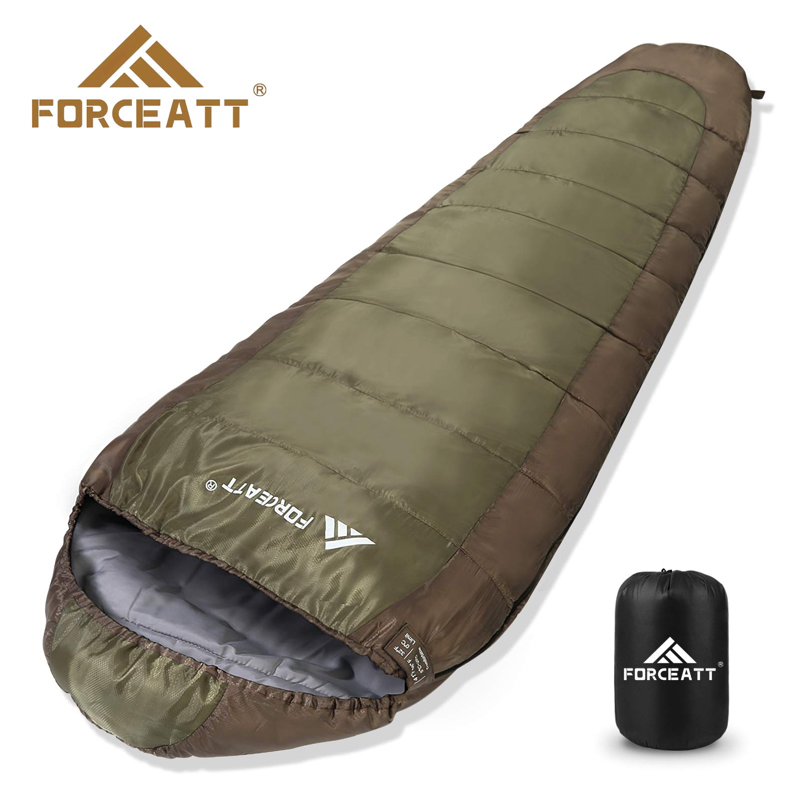 Forceatt Mummy Sleeping Bag for Adults,32-68 ℉ Suitable for 3-4 Seasons Ultra-Light Backpack Sleeping Bag,Lightweight Warm and Washable,for Outdoor Camping and Hiking Traveling