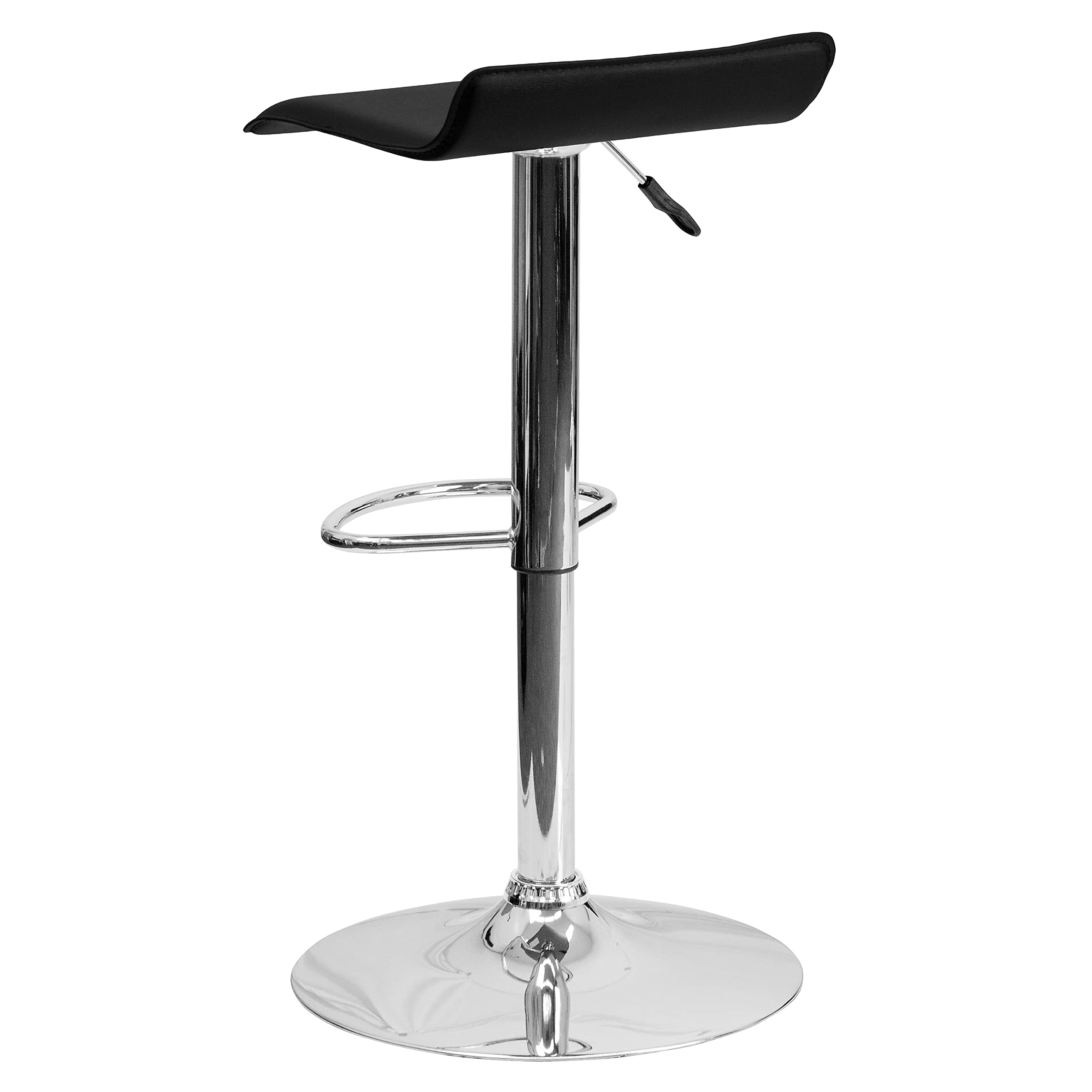 Flash Furniture 2 Pack Contemporary Red Vinyl Adjustable Height Barstool with Solid Wave Seat and Chrome Base