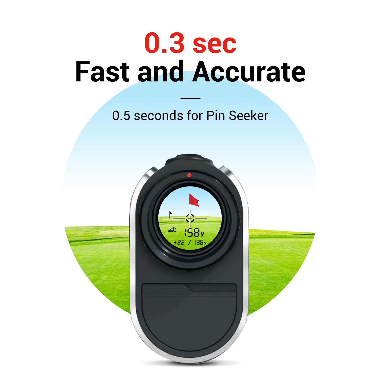 FineCaddie UPL100 0.3 Sec Fast Golf Laser Range Finder 1093Yard Range, Slope Mode, Pin Lcok Technology wifh Vibration Alert, USB C-Type Rechargeable, 6X Magnification, Case