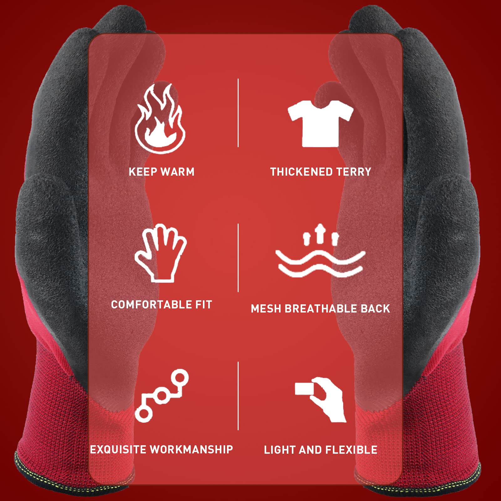LOCCEF 2 Pairs Winter Work Gloves for Men and Women, Freezer Gloves for Work Below Zero, Thermal Insulated, Super Grip (L)