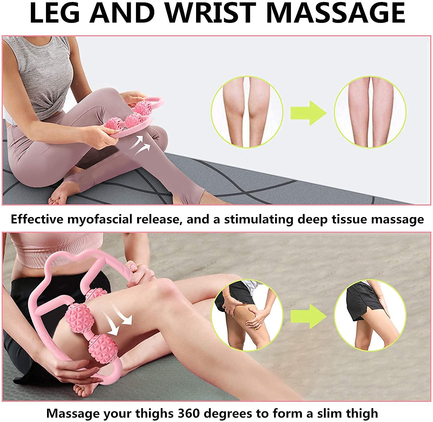 Foam Muscle Roller, Flexible Trigger Point Massage Stick for Calves, Legs and Arms, Self Massager Foam Roller for Relieve Muscle Soreness, Stiffness and Tight Muscles After Workout Exercise Pink