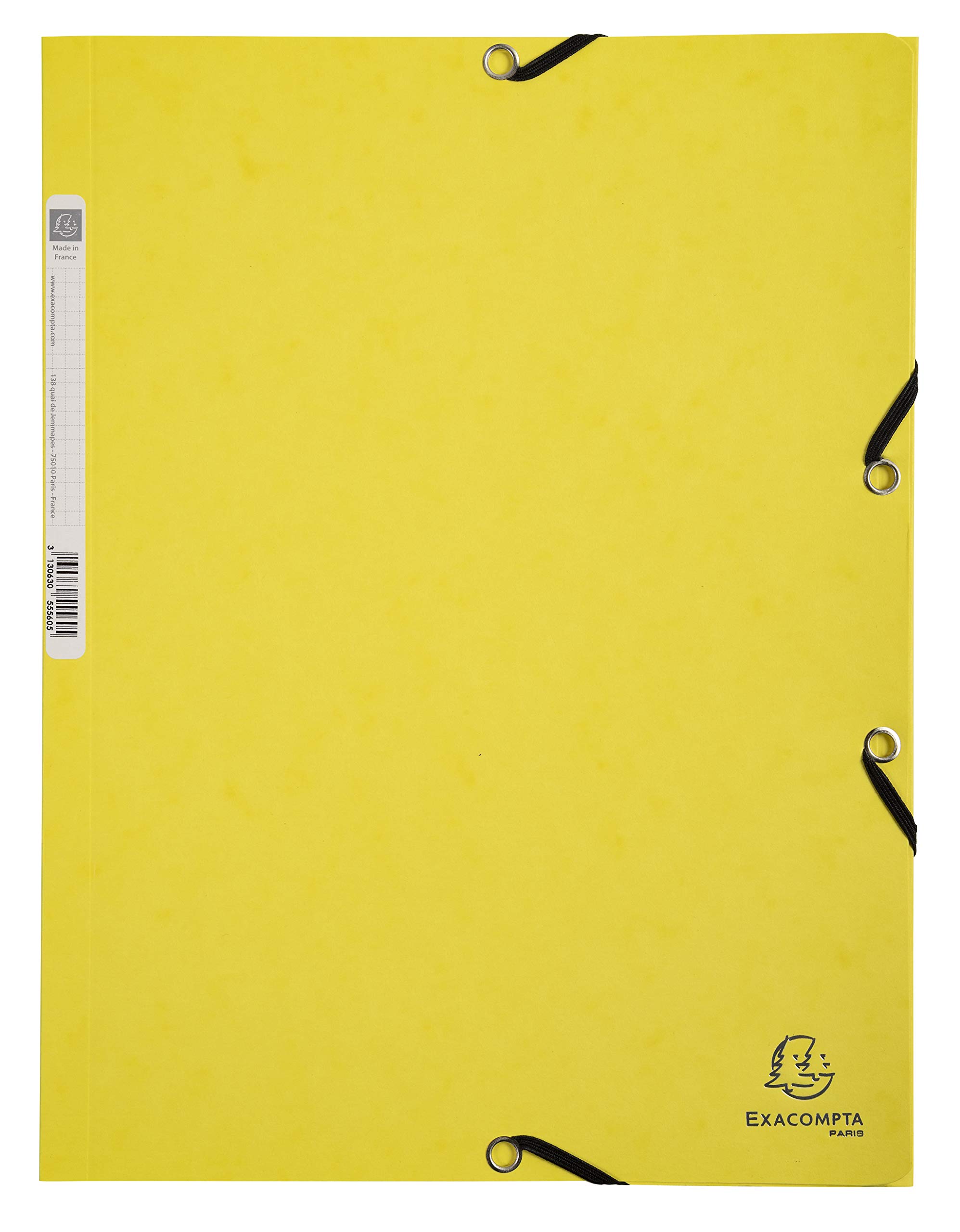Exacompta 55560E Elasticated Document Folder with 3 Flaps in Glossy Card 400 g/m2 for A4 Document Filing Assorted Colours