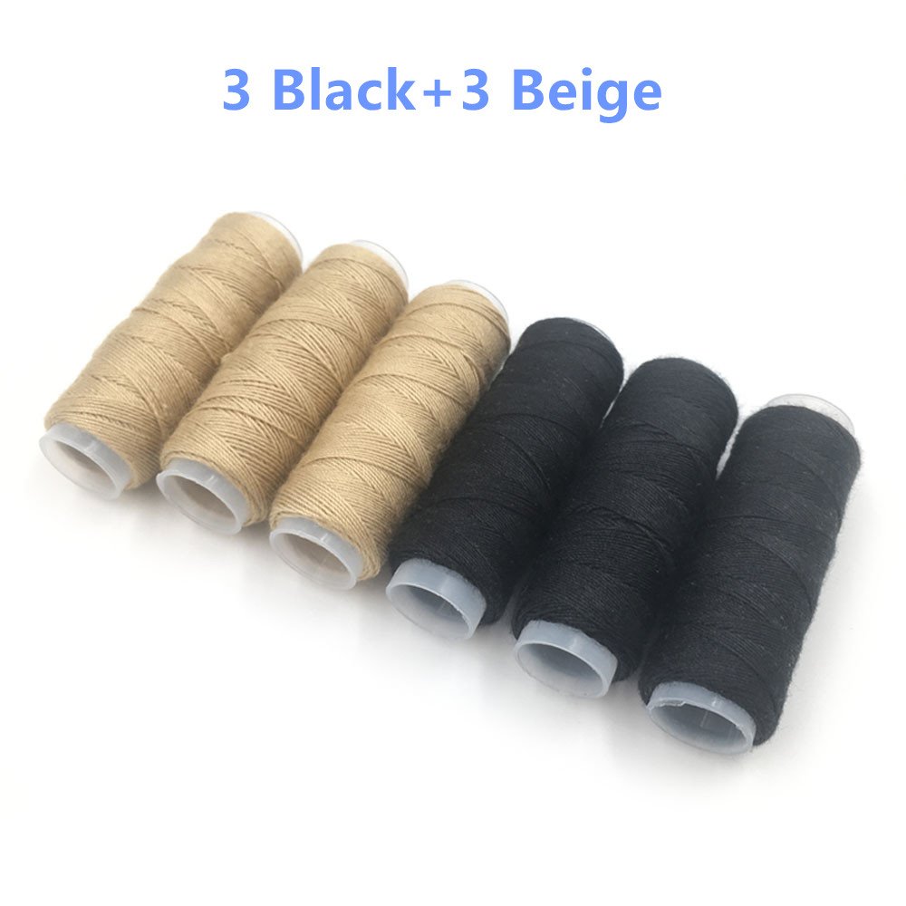 Fezep Upholstery Repair Kit, Upholstery Thread 3 Rolls Black (150 Yard) and 3 Rolls Beige (150 Yard) Includes a Heavy Duty Assorted Hand Sewing Needles kit