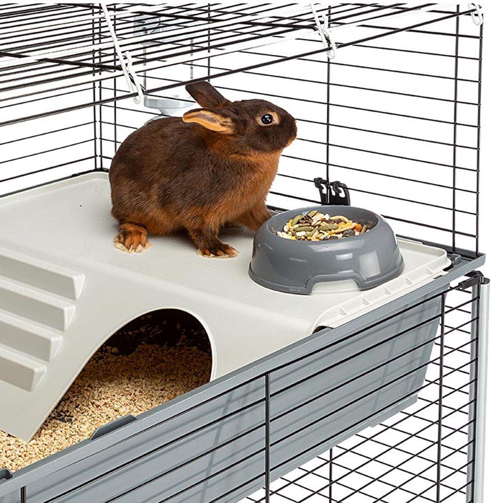 Ferplast Krolik Extra-Large Two-Story Rabbit Cage in Burgundy | Rabbit Cage includes All Accessories & Measures 39L x 20.3W x 36.2H & includes All Accessories | 1-Year Manufacturer's Warranty