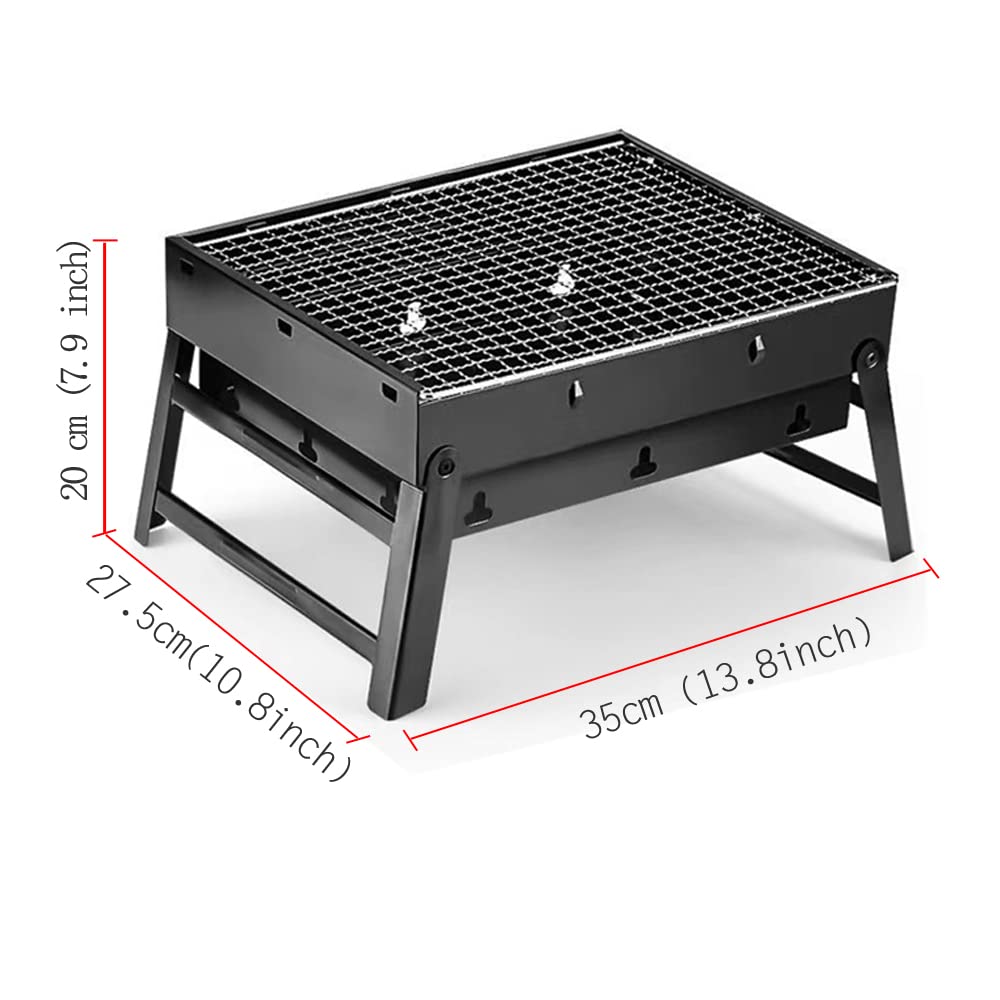 Folding Portable Barbecue Charcoal Grill, Barbecue Desk Tabletop Outdoor Stainless Steel Smoker BBQ for Outdoor Cooking Camping Picnics Beach