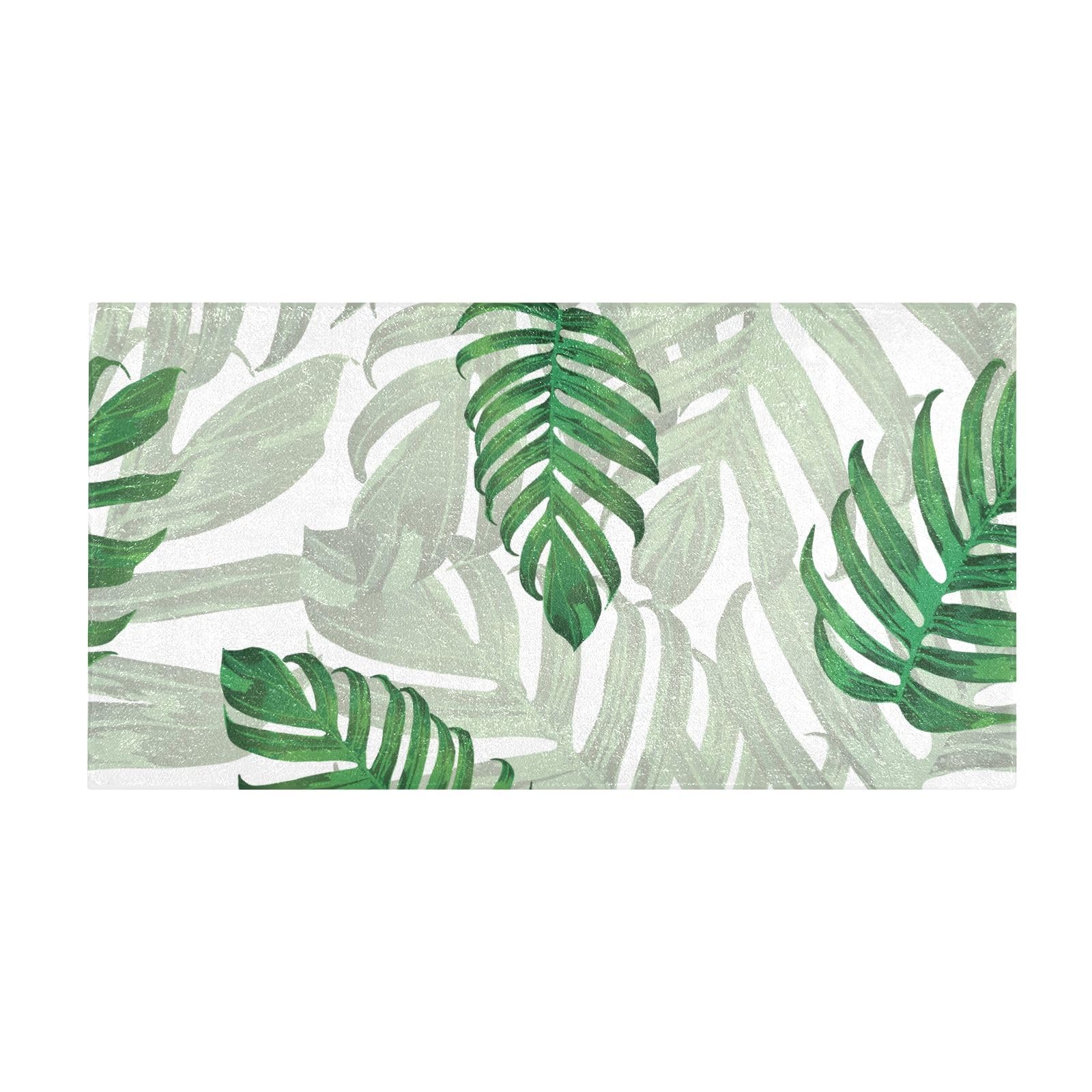 Fluffy Floor Carpet-Palm Monstera Jungle Leaf,39x20in Front Door Mat Indoor Machine Washable Carpet,Aesthetic Rug