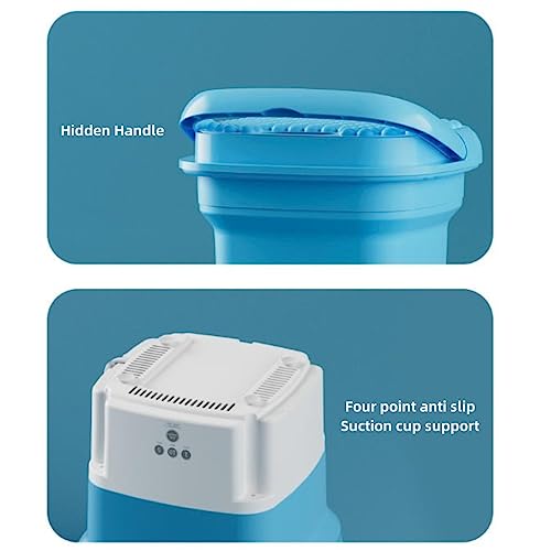 Folding Washing Machine, Small Portable Washing Machine, Underwear and Socks Dehydration Integrated Washing Machine，Mini Washer Suitable for Apartment Travel Camping RV Laundry (Blue)
