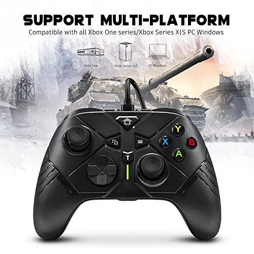 Miss Home Black Xbox One Wired Controller with Back Button, Gaming Joypad Controllers with 3.5mm Audio Jack for Xbox One/S/X/PC Windows 10 Game Control with Button Caps