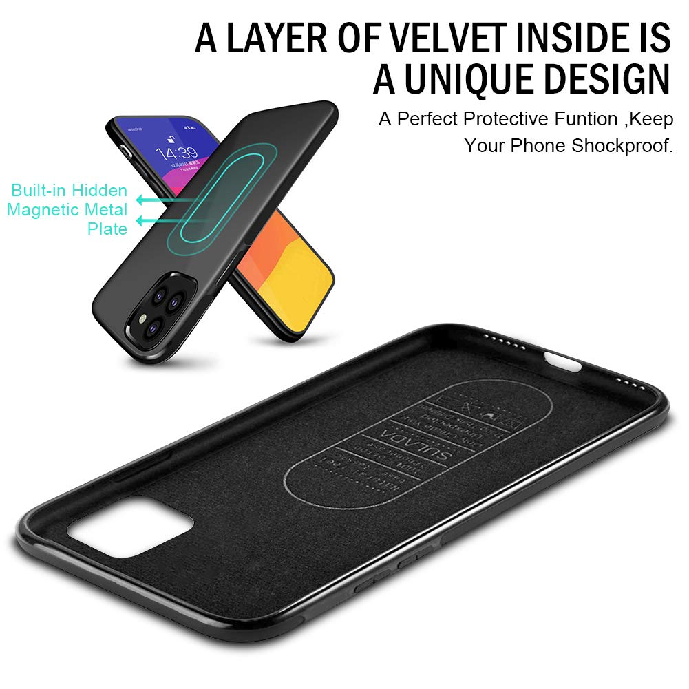 ESTPEAK Compatible with iPhone 11 Magnetic Case 2019,[Invisible Built-in Metal Plate] Ultra Thin Support Magnetic Car Mount,Soft TPU Bumper Case Phone Case Black