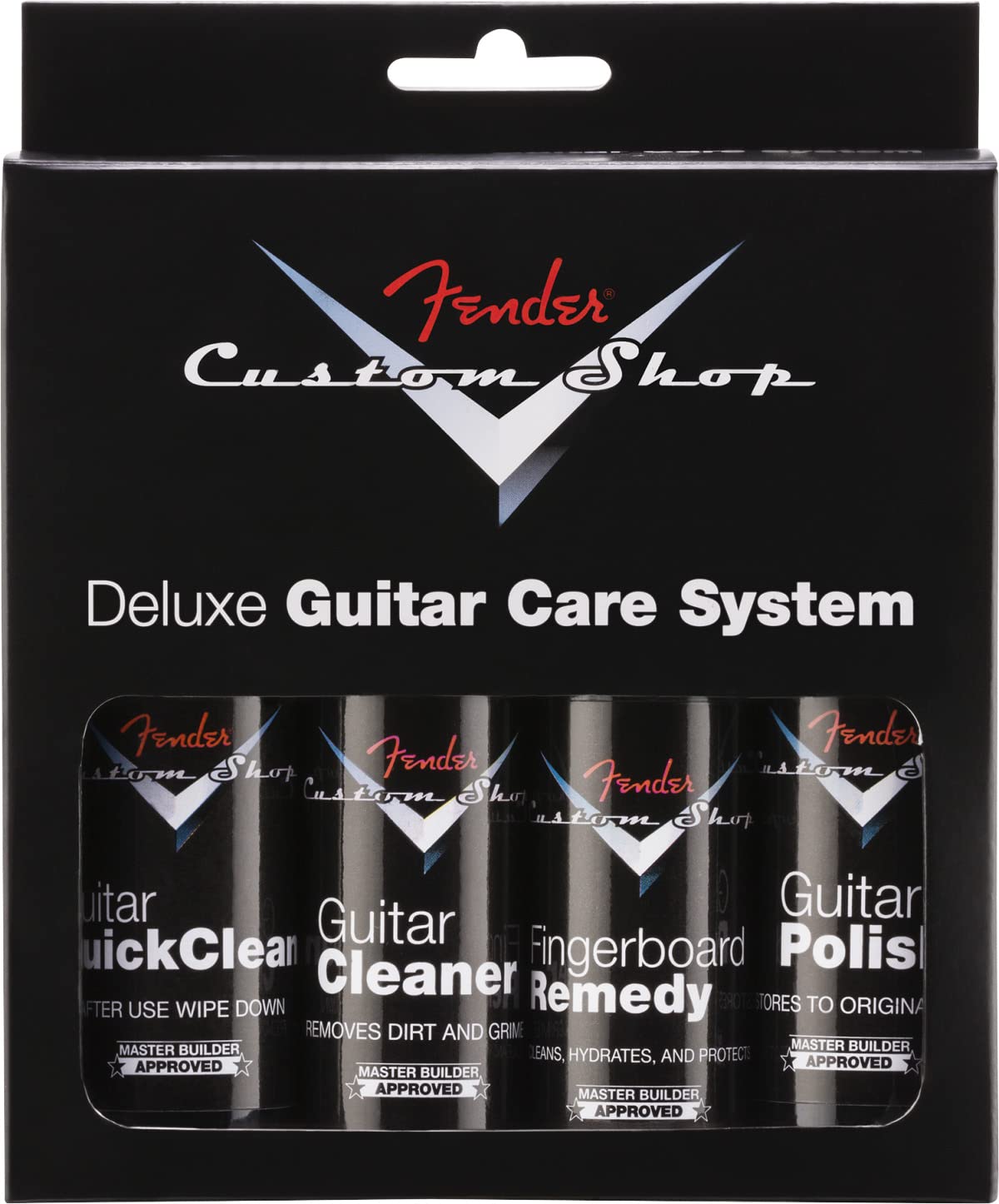 Fender Guitar Super Care Kit Bundle with Speed Stick String Cleaner, Custom Shop Deluxe Guitar Care System 4 Pack, Super-Soft Dual-Sided Microfiber Cloth, and Fender Factory Microfiber Cloth