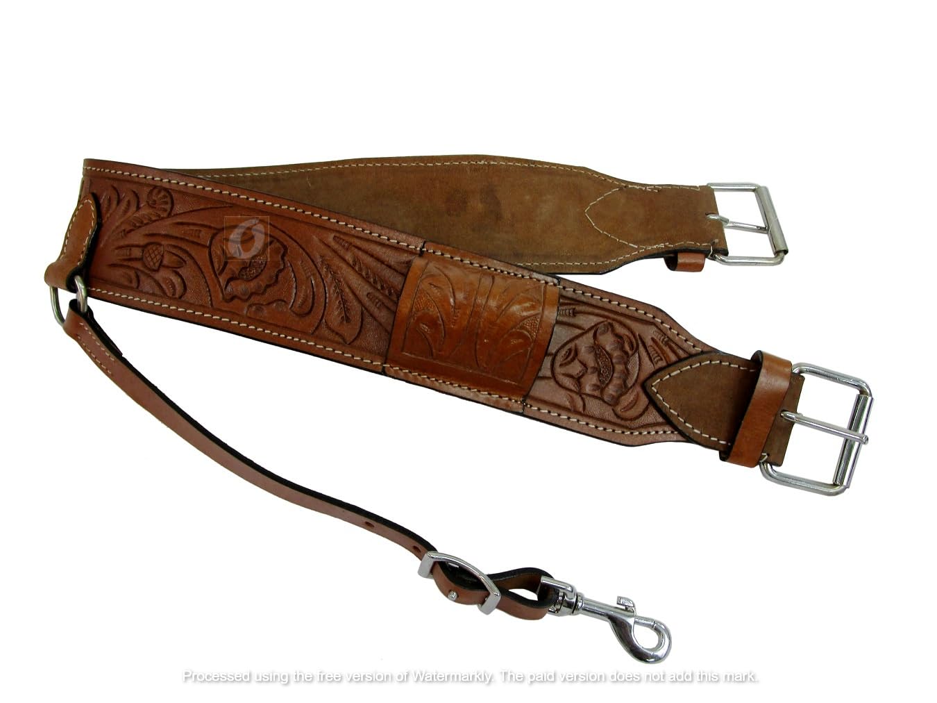 Floral Tooled Leather Back Rear Cinch Flank Billet Western Horse Girth Trail TACK