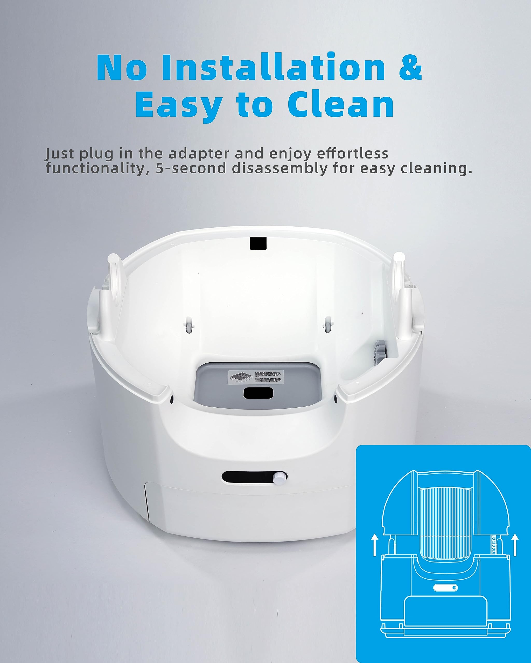 ezMeow Automatic Cat Litter Box,Self-Cleaning Cat Litter Box Smart Robot for Multi-Cats.Litter Trap Pedal,Open Entry,Sealed Waste Bin,Ozone Deodorization,7 Safety Sensor,App Control,Cat Recognition