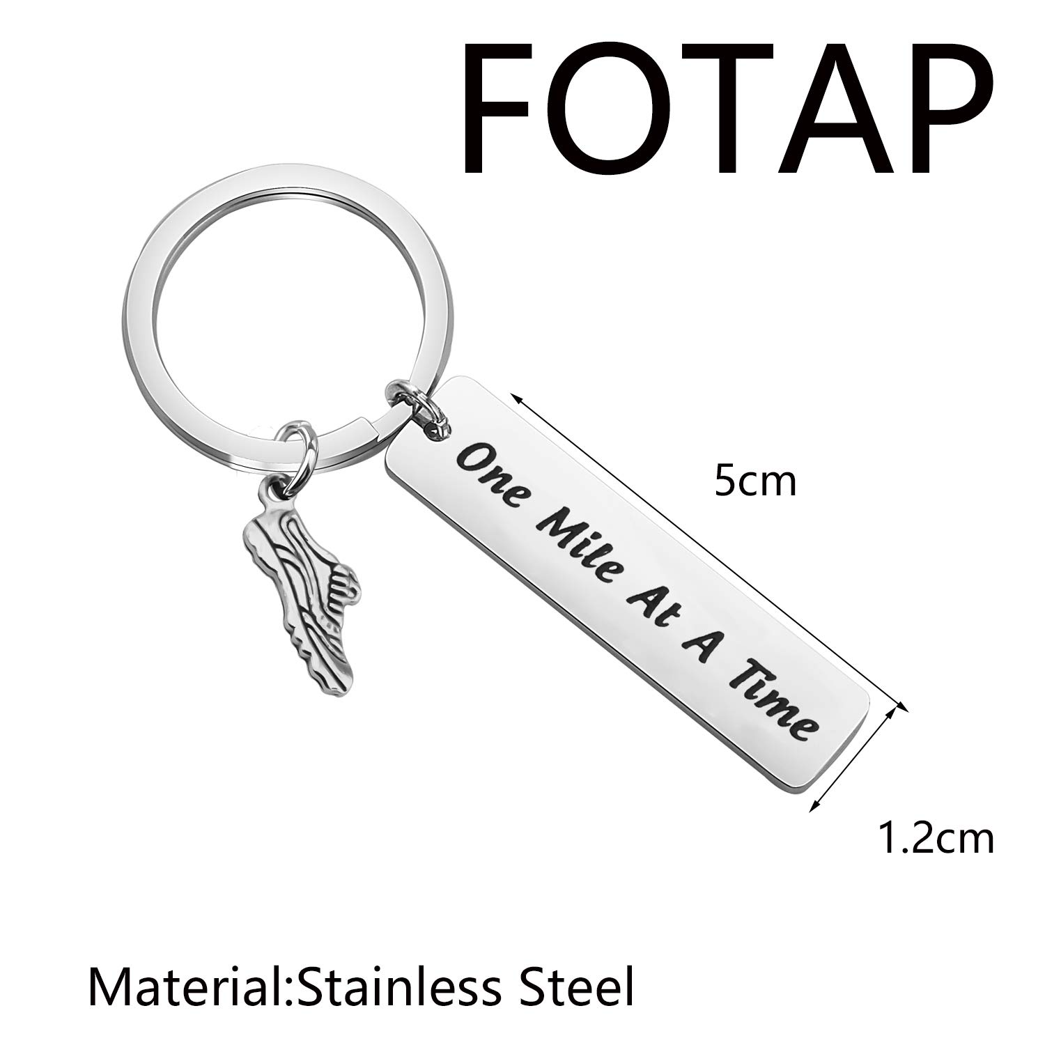 FOTAP Runner Gift One Mile At A Time keychain Runner jewelry Run Gift Marathon Jewelry Runner keychain Marathon gift(One Mile Key)