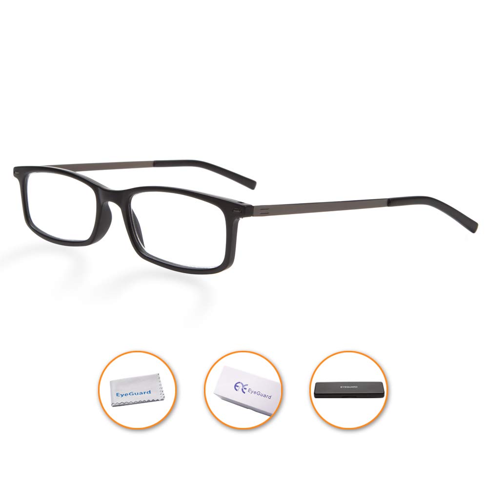 EYEGUARD Reading Glasses with Portable Case Slim Mini Pocket Readers for Women Men Eye Glasses