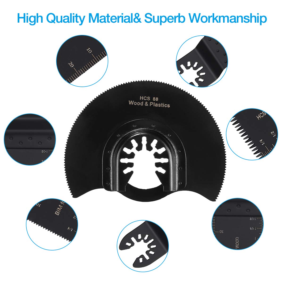 FOHEEL 20 Pcs Wood Oscillating Tool Saw Blades Multitool Compatible with Porter Cable Black & Decker, Bosch, Dremel, Craftsman, Ridgid, Ryobi, Makita, Milwaukee, Dewalt, Rockwell, Chicago