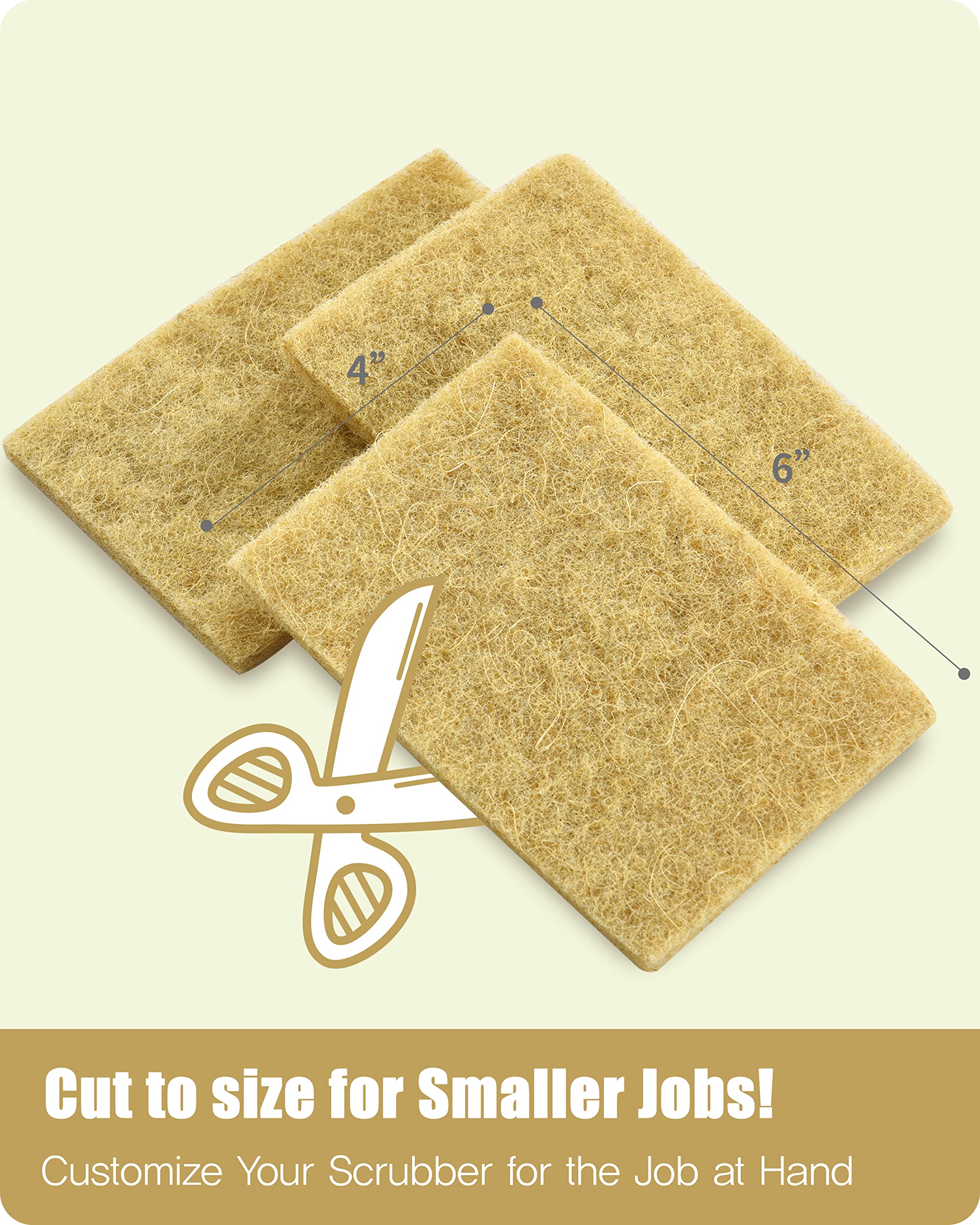 Foamstar Natural Scouring Pads 6 Pack- Non-Scratch Sisal Cleaning Scrub Pads for Dishes, Eco-Friendly Coconut Fiber Kitchen Scrubbers for Pans and Pots, Compostable, Biodegradable