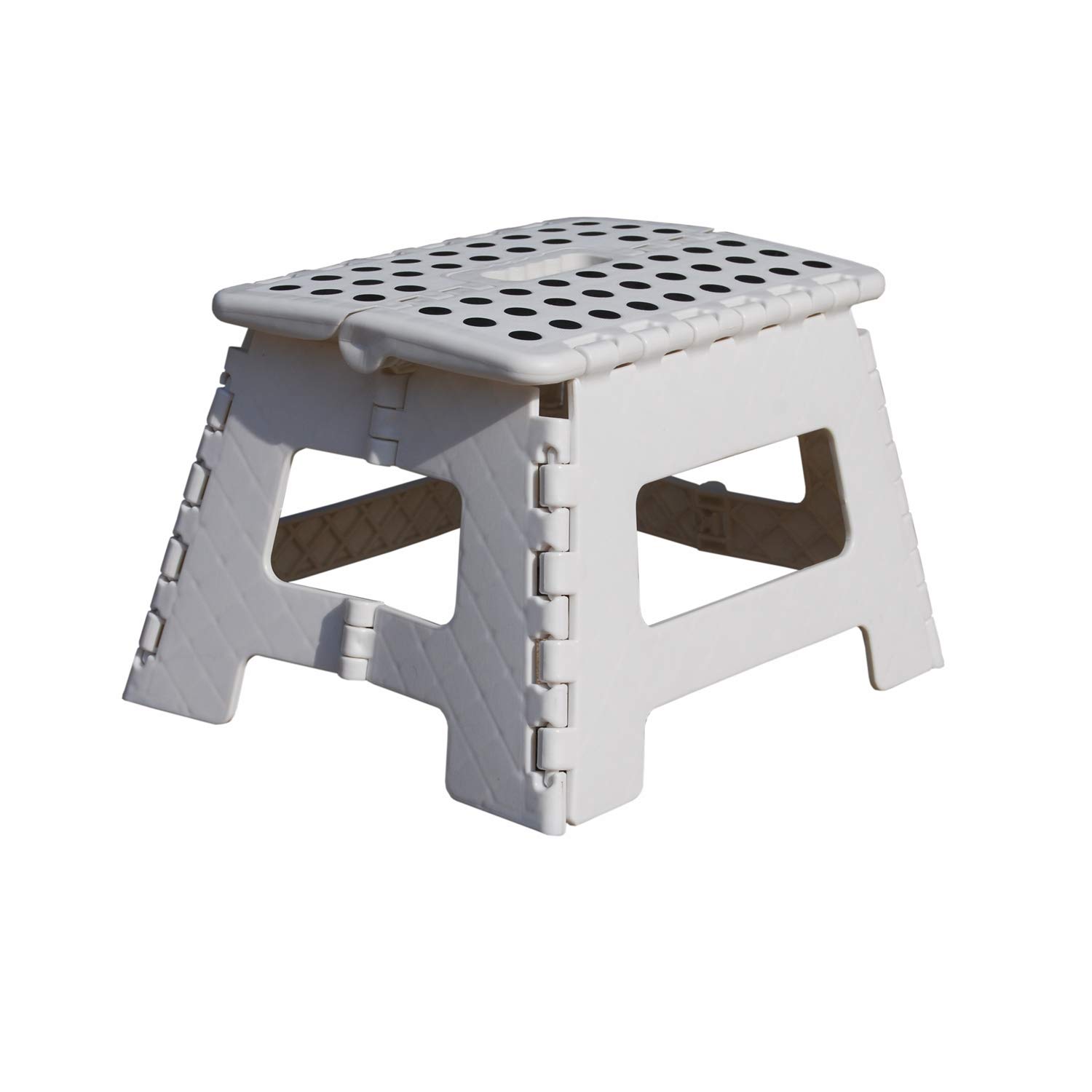 Folding Step Stool White with Handle for Kids,Children and Adults Stepping Stool 12" Wide and Holds up to 300LBS