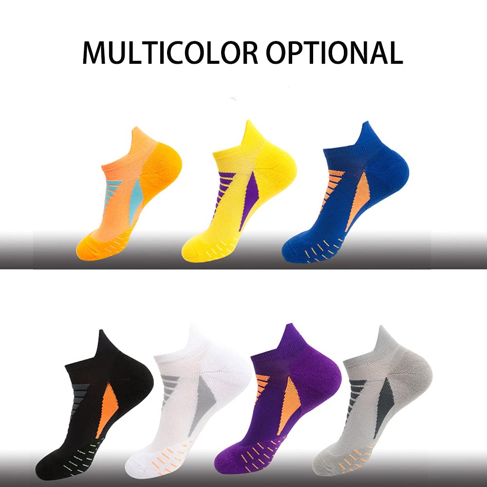 FOOT AMAZING Men’s Athletic Socks Low Cut Cushion Compression Coolmax Running Socks Breathable Comfort for Sports (A-Yellow)