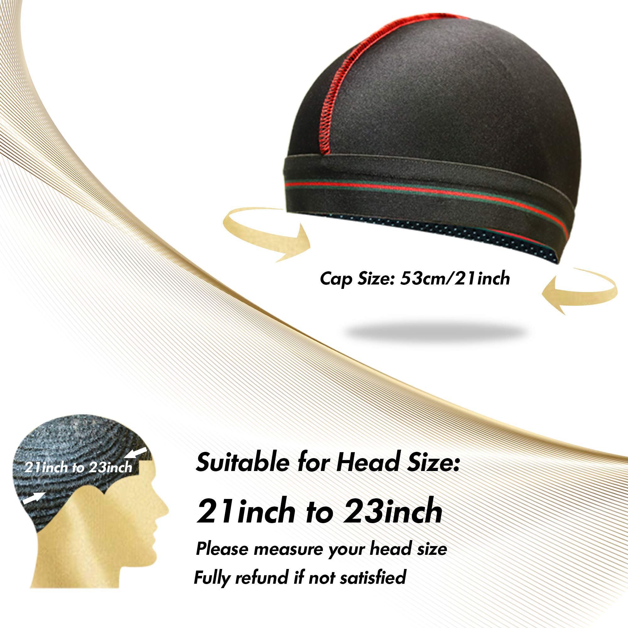 ForceWave Wave Cap, Silky Stocking Wave Cap for Men Women, Black Wave Compression Cap for 360 Waves, 2-Pieces
