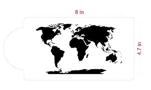 World Map Cake Stencil by Designer Stencils, Beige/semi-transparent, 4.75 x 8"