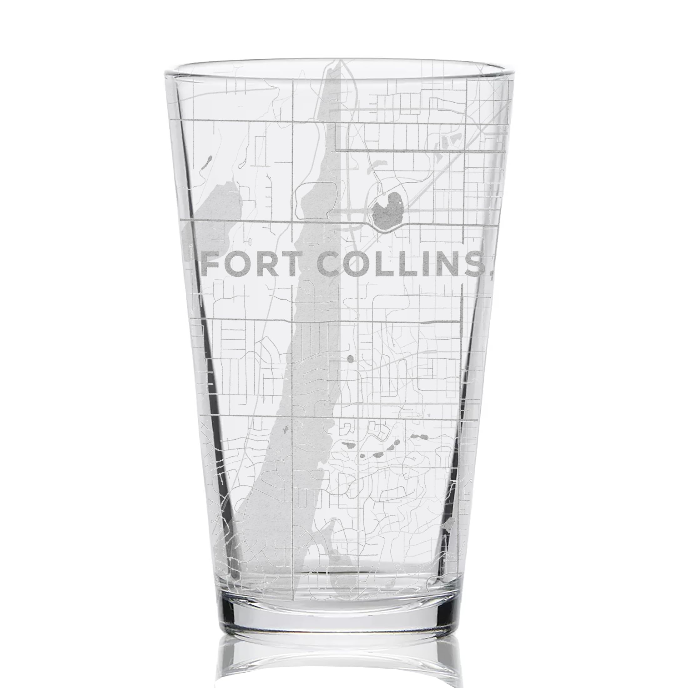 FORT COLLINS COLORADO Engraved City Street Map Beer Pint Glass | Perfect Drinking Gift Idea & Unique Decor!