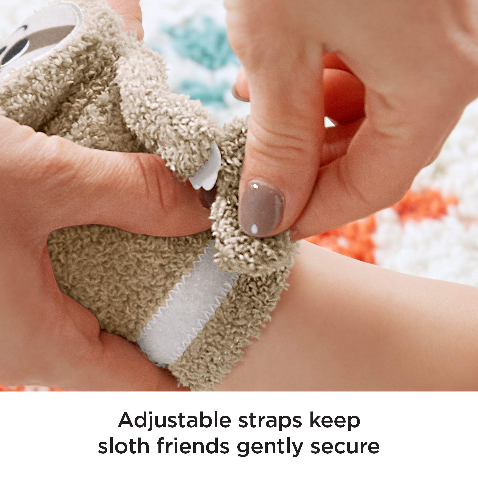 Fisher-Price Sloth Activity Socks, Adjustable Pair of Wearable Baby Rattle Toys