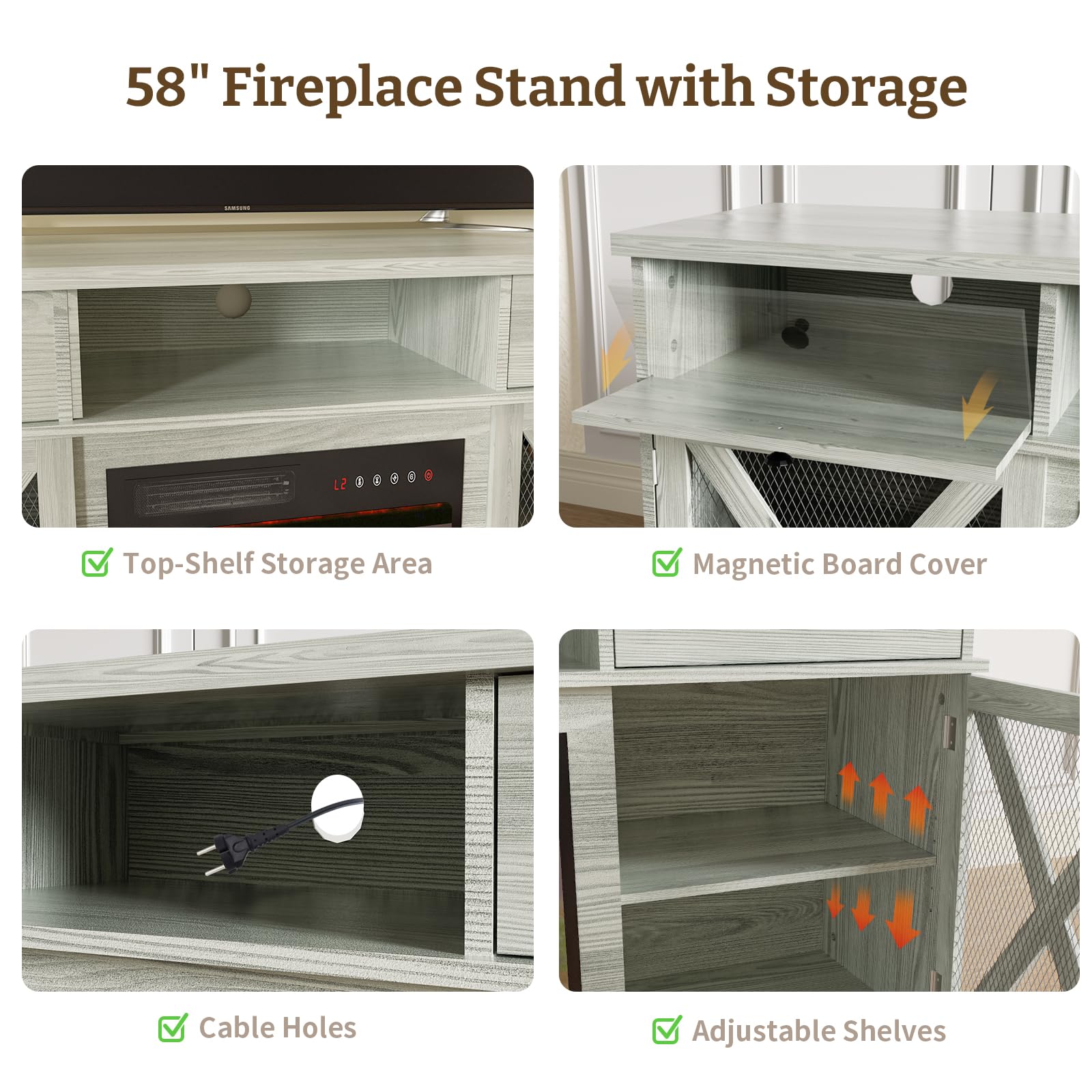 Eueiriup TV Stand with Fireplace