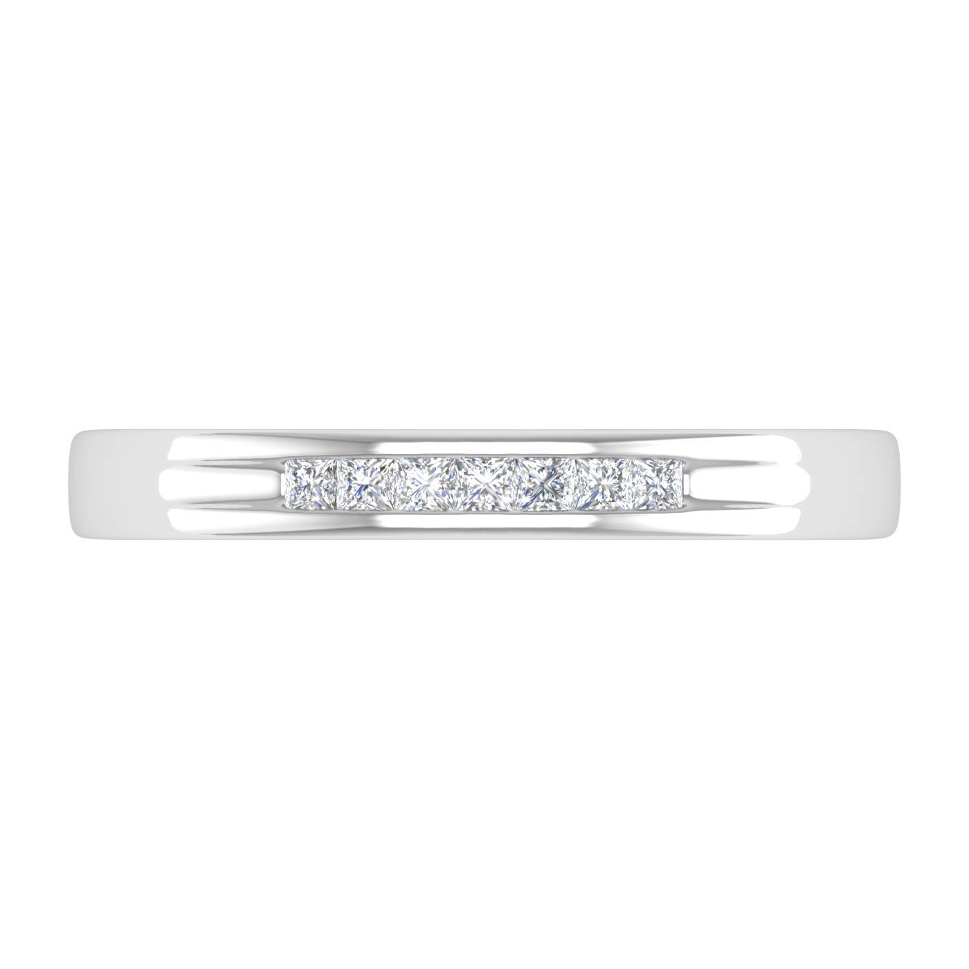 FINEROCK 1/10 Carat Channel Set Diamond Wedding Anniversary Ring in 14K White Gold (Ring Size 9.25) (I1-I2 Clarity)
