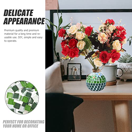 FOMIYES Home Decor Decor Decor 1 Set of DIY Handmade Flower Vase Dried Flower Mosaic Vase Mosaic Tiles Crafts Table Centerpiece Vase Mosaic Making Supplies for Kids Adults DIY Crafts Green Home