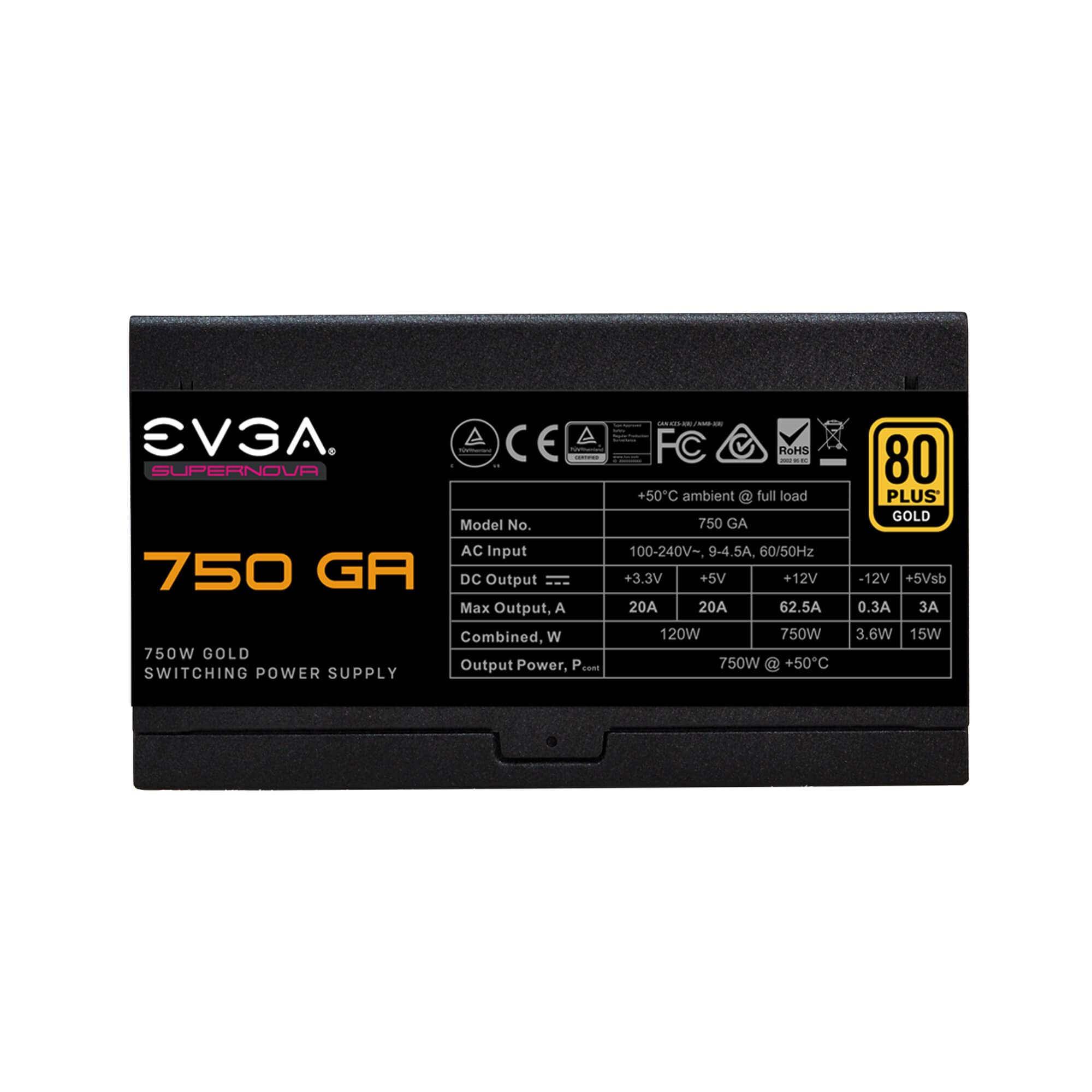 EVGA 220-GA-0750-X1 Super Nova 750 Ga, 80 Plus Gold 750W, Fully Modular, ECO Mode with Dbb Fan, 10 Year Warranty, Compact 150mm Size, Power Supply