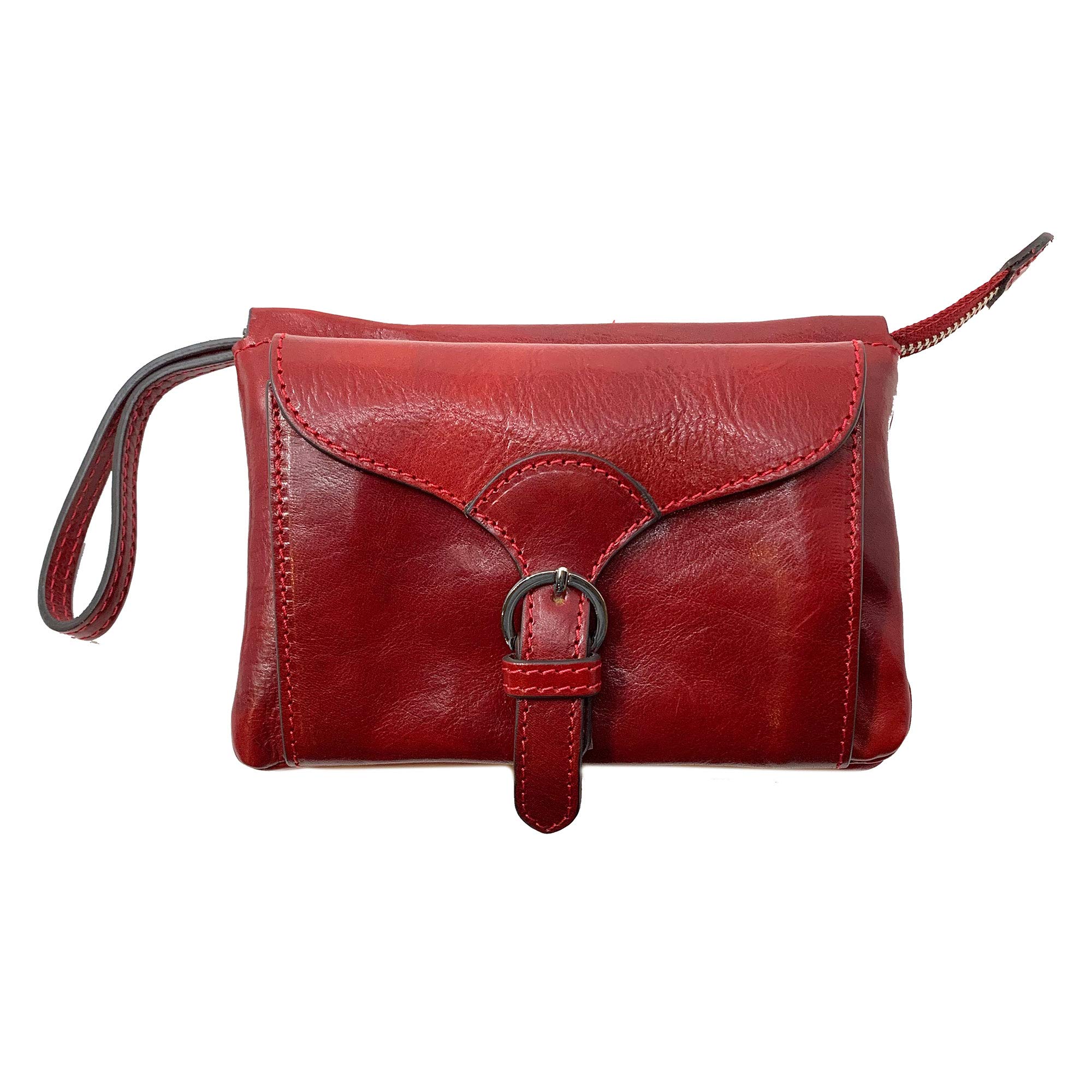 Floto Ponza Crossbody Wristlet Women's Leather Bag Satchel Handbag (Tuscan Red)