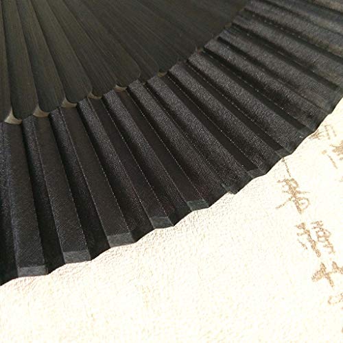 Folding Hand Fan Oriental Handmade Portable Pocket Fan Chinese Style Hand Fan Black Silk Fabric Bamboo Handheld Folding Fan Handheld Folding Fan (Color : Black)