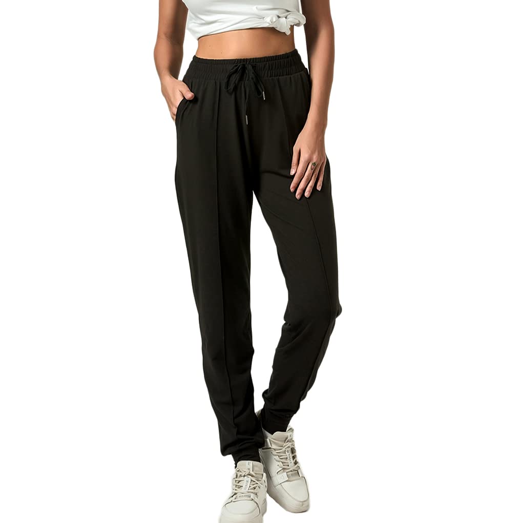 FITNEXX Women's Active Sweatpants Workout Yoga Joggers Pants Ultra Soft Lounge Drawstring Loose Sweat Pants with Pockets Black